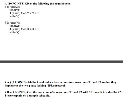 solved 4 10 points given the following two transactions