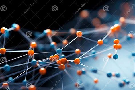 A Complex Biological Gene Structure Visualized Through 3d Rendering With Lines And Nodes Stock