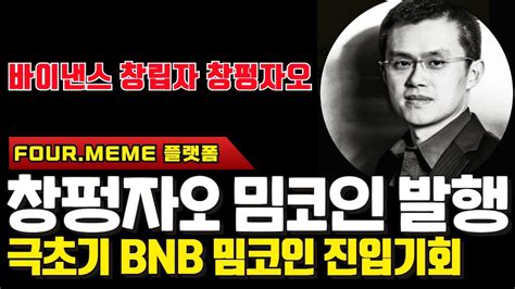 🔥 바이낸스 창립자 창펑자오 Bnb기반 밈코인 Tst발행 극초기 밈코인 진입기회밈코인 Youtube
