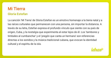 Significado De La Canción Mi Tierra Gloria Estefan Letras Com