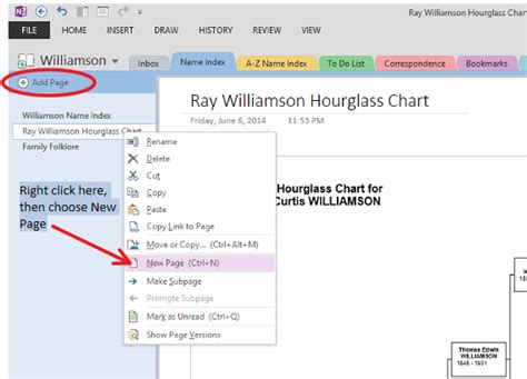 Managing Pages In OneNote My Family History Files