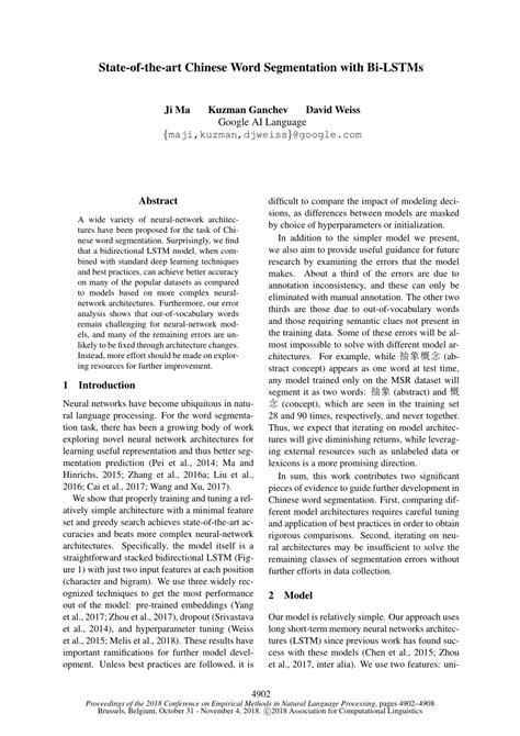 Pdf State Of The Art Chinese Word Segmentation With Bi Lstms