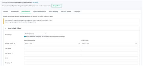 Default Values Salesforce Only Leadiq