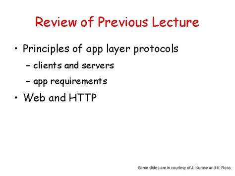 Review Of Previous Lecture Principles Of App Layer