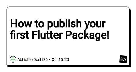 How To Publish Your First Flutter Package Rflutterdev