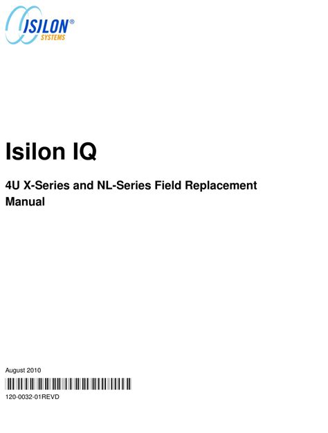 Isilon Systems Isilon Iq 4u X Series Field Replacement Manual Pdf