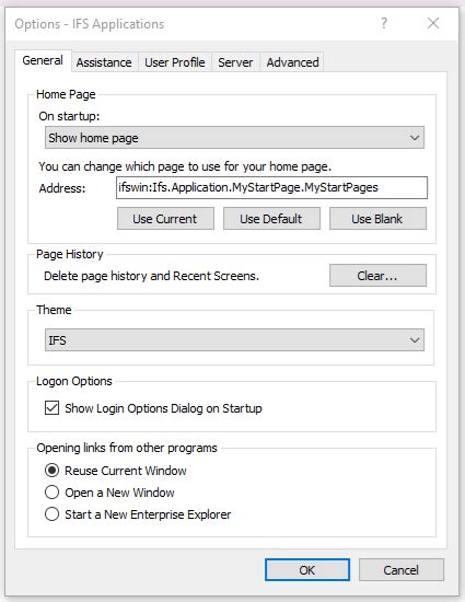missing tabs under options ifs community