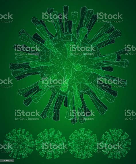 Vector Set Of 3d Models Of Corono Virus And Bacteria On A Colored