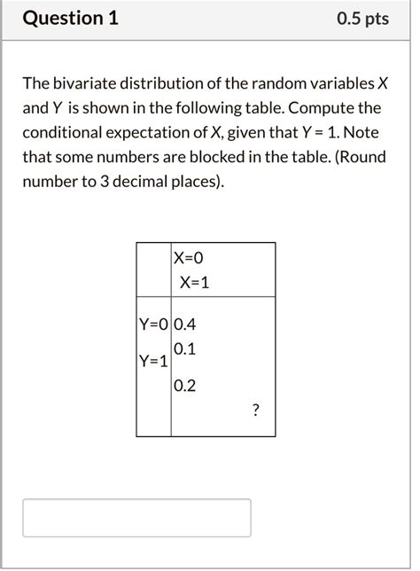 Solvedquestion 1 05 Pts The Bivariate Distribution Of The Random