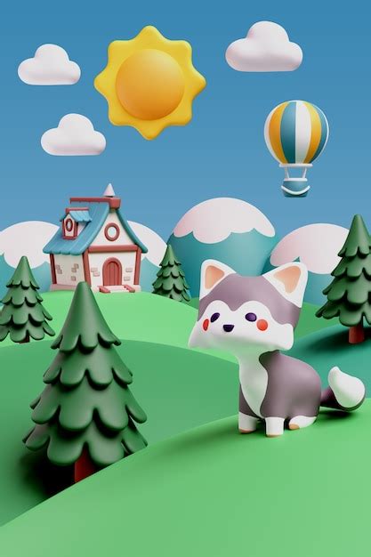 수직 풍경의 3d 렌더링 무료 Psd 파일