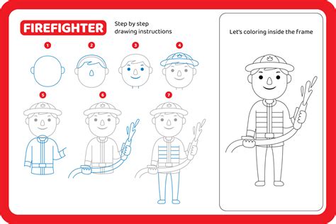 How To Draw Firefighter Profession Tutorial Vector 11674030 Vector Art At Vecteezy