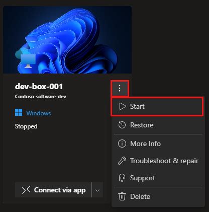 Manage A Dev Box In The Developer Portal Microsoft Dev Box Microsoft Learn