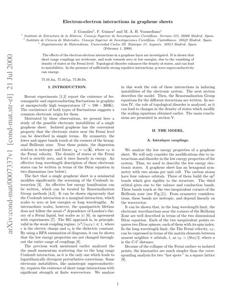 Pdf Electron Electron Interactions In Graphene Sheets