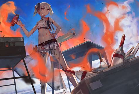 Aito Arknights Ifrit Arknights Bikini Horns See Through Swimsuits My