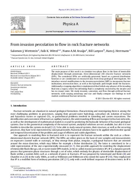 Pdf From Invasion Percolation To Flow In Rock Fracture Networks