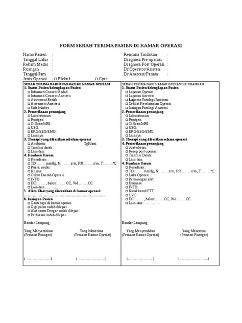 Form Pre Post Operasi Pdf
