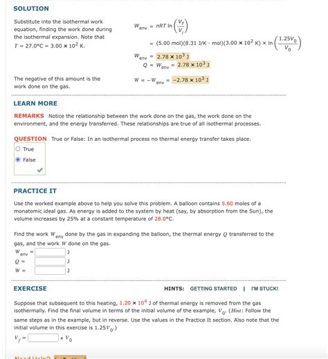 Solved Substitute Into The Isothermal Work Equation Finding