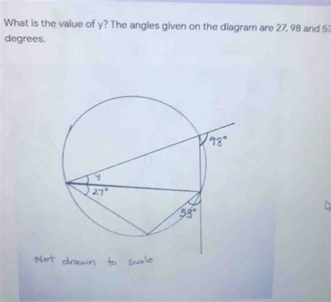 solved what is the value of y the angles given on the diagram are 27
