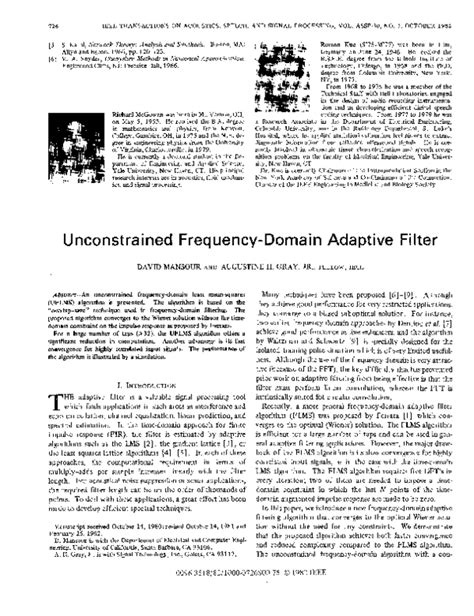pdf unconstrained frequency domain adaptive filter