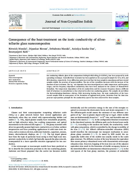 Pdf Consequence Of The Heat Treatment On The Ionic Conductivity Of