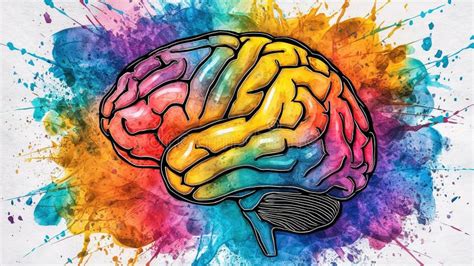 Picture Of Colourful Human Brain Coloured With Different Colours On White Background Generative