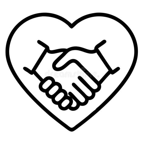 Minimalist Heart Handshake Icon Symbol Of Partnership And Trust Stock