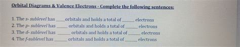 Solved Orbital Diagrams And Valence Electrons Complete The