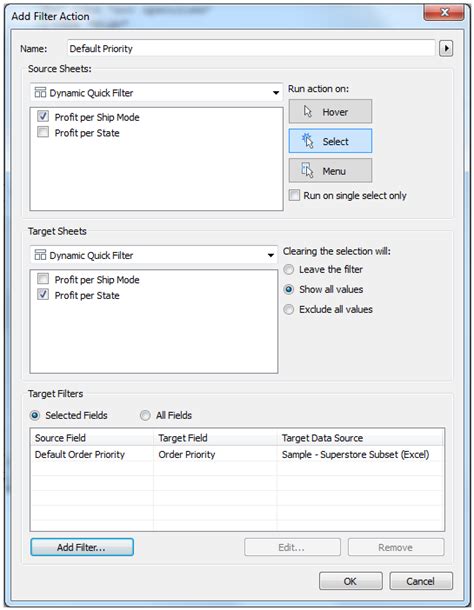 how to dynamically set default values for quick filters