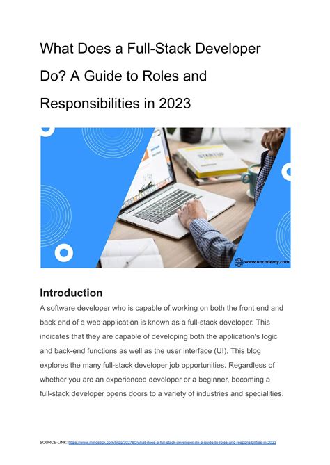 What Does A Full Stack Developer Do A Guide To Roles And Responsibilities In 2023 Pdf