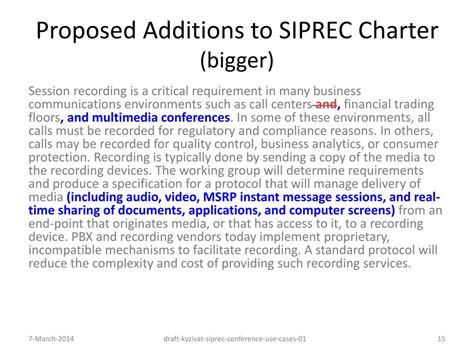 PPT SIPREC Conference Recording Draft Kyzivat Siprec Conference Use Cases 01 PowerPoint