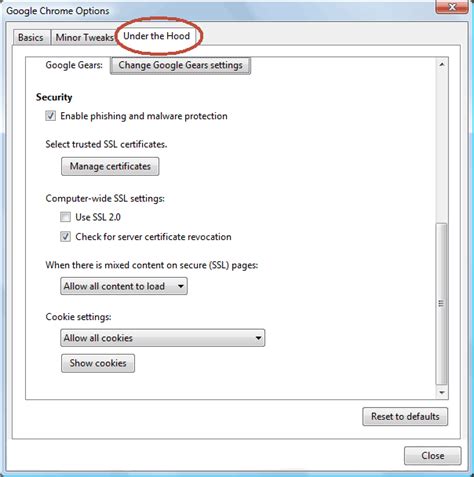 Settings Certificates
