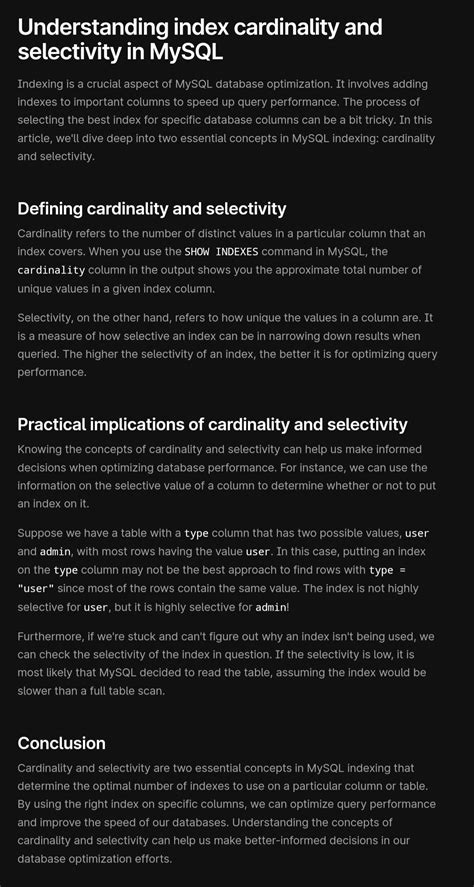 khalid naseer on linkedin understanding index cardinality and