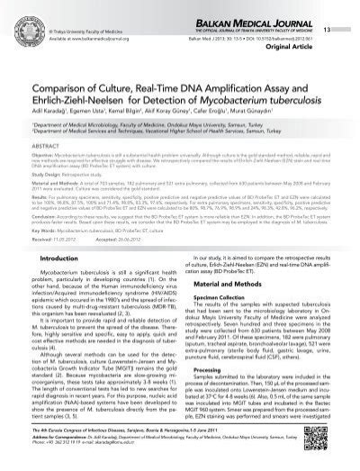 Comparison Of Culture Real Time Dna Amplification Assay And