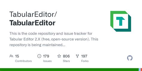 Github Tabulareditortabulareditor This Is The Code Repository And