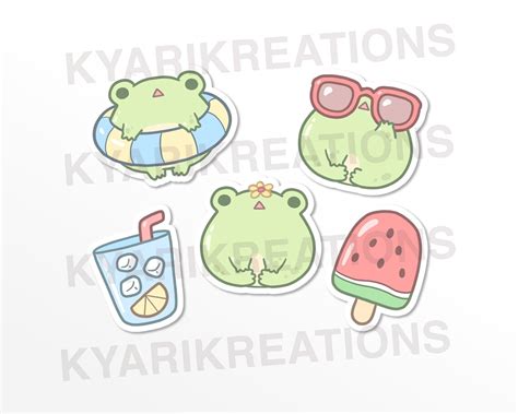 Cute Beach Frog Sticker Set Etsy