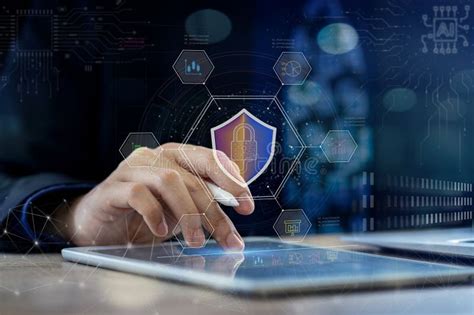 Businessman Ensures Network Data Security By Pressing The Digital