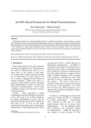 An OCL Based Framework For Model Transformations