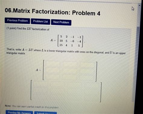 Solved 06matrix Factorization Problem 4 Previous Problem