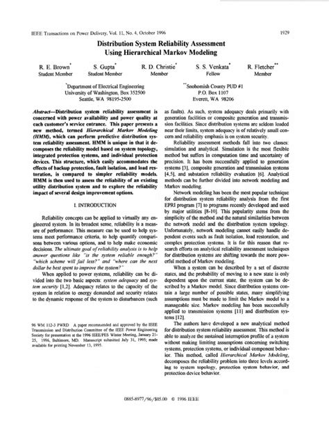 distribution system reliability assessment using hierarchical markov