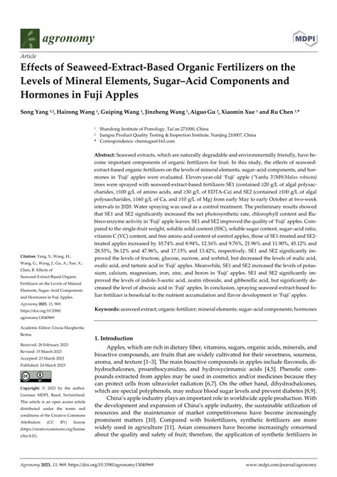 Pdf Effects Of Seaweed Extract Based Organic Fertilizers On The Levels Of Mineral Elements