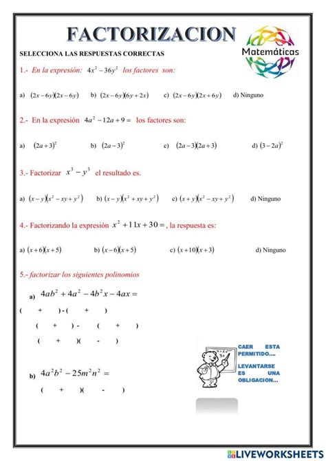 Factorización Matemáticas Exercise