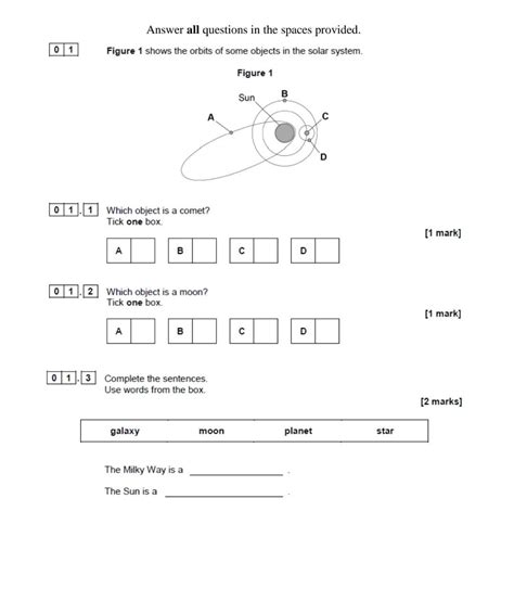solved answer all questions in the spaces provided 0 1