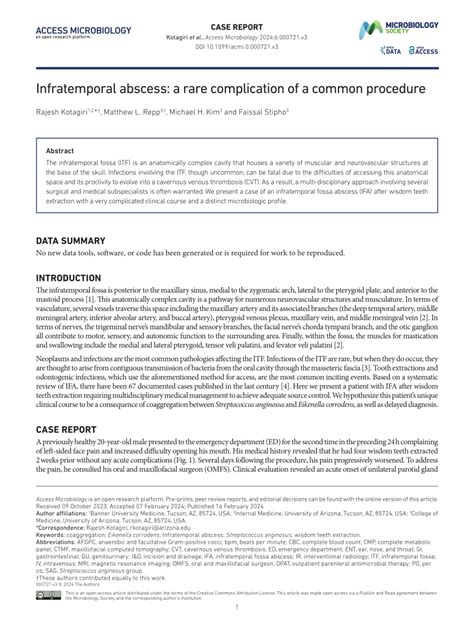 Pdf Infratemporal Abscess A Rare Complication Of A Common Procedure