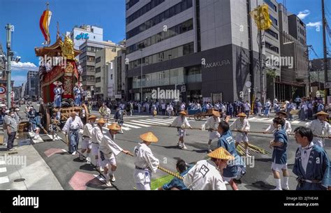 Gion Matsuri Gion Festival Chariot Parade Pulling The Ofuneboko Float Great Ship Float