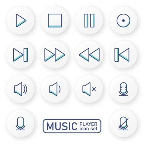 Video Media Player Icon Vector Set Multimedia Music Audio Control