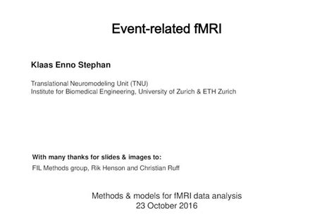 pdf event related fmri€¦ · event related fmri methods and models for