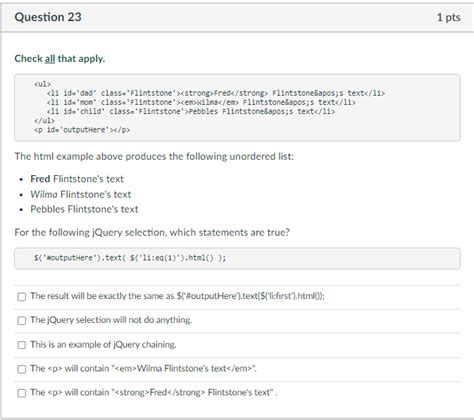 Solved The Jquery Selection Above Returns A List Of Five