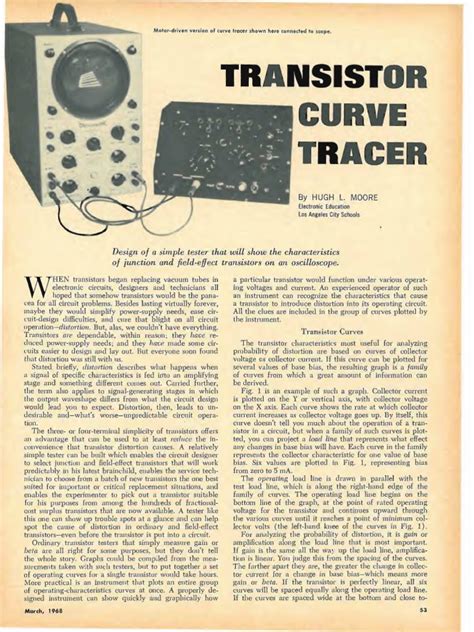 Adi Trasator Curbe Transistor Curve Tracer Bun 1968 Pdf Amplifier