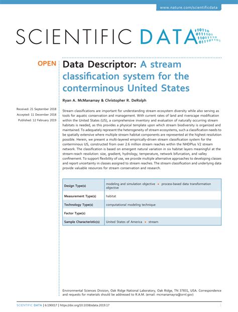 Pdf A Stream Classification System For The Conterminous United States
