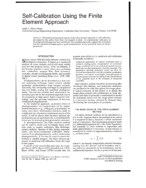 Pdf Self Calibration Using The Finite Element Approach